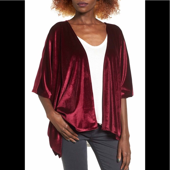 Angie | Tops | Angie Red Velvet Crisscross Back Kimono | Poshmark